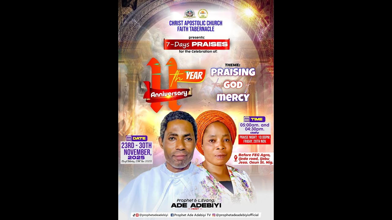 ANNIVERSARY DAY 3 — EVENING || CAC FAITH TABERNACLE || PROPHET ADE ...