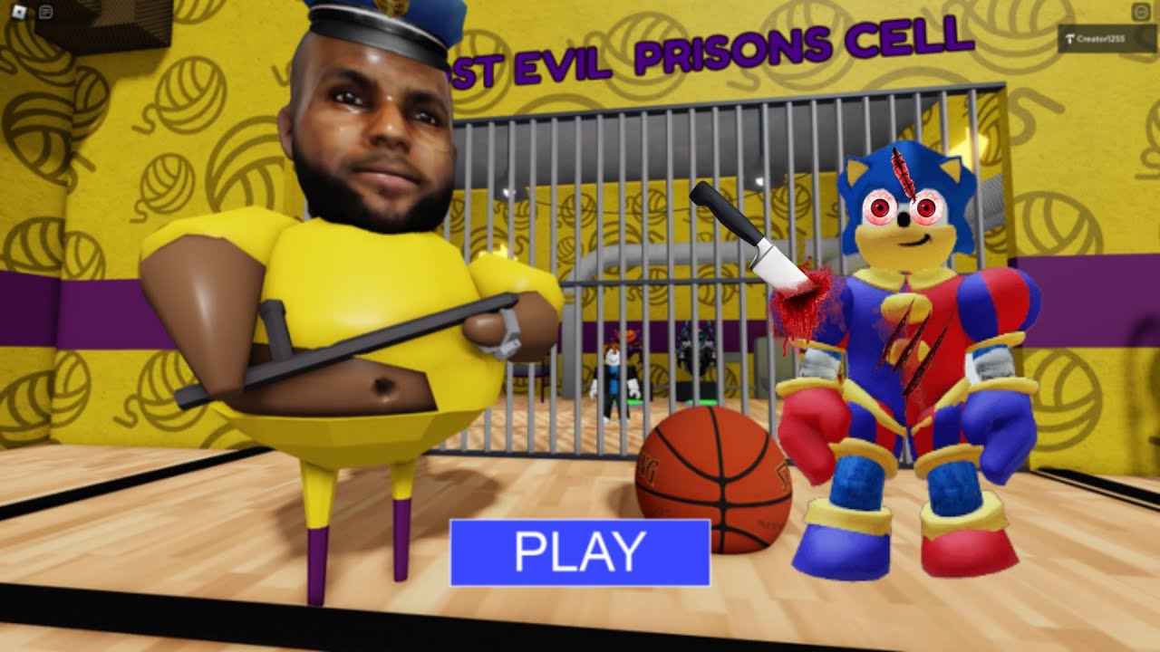 SONIC AND POMNI FUSION VS 🏀LEBRON BARRY'S PRISON RUN! (OBBY!) PLAYING ...