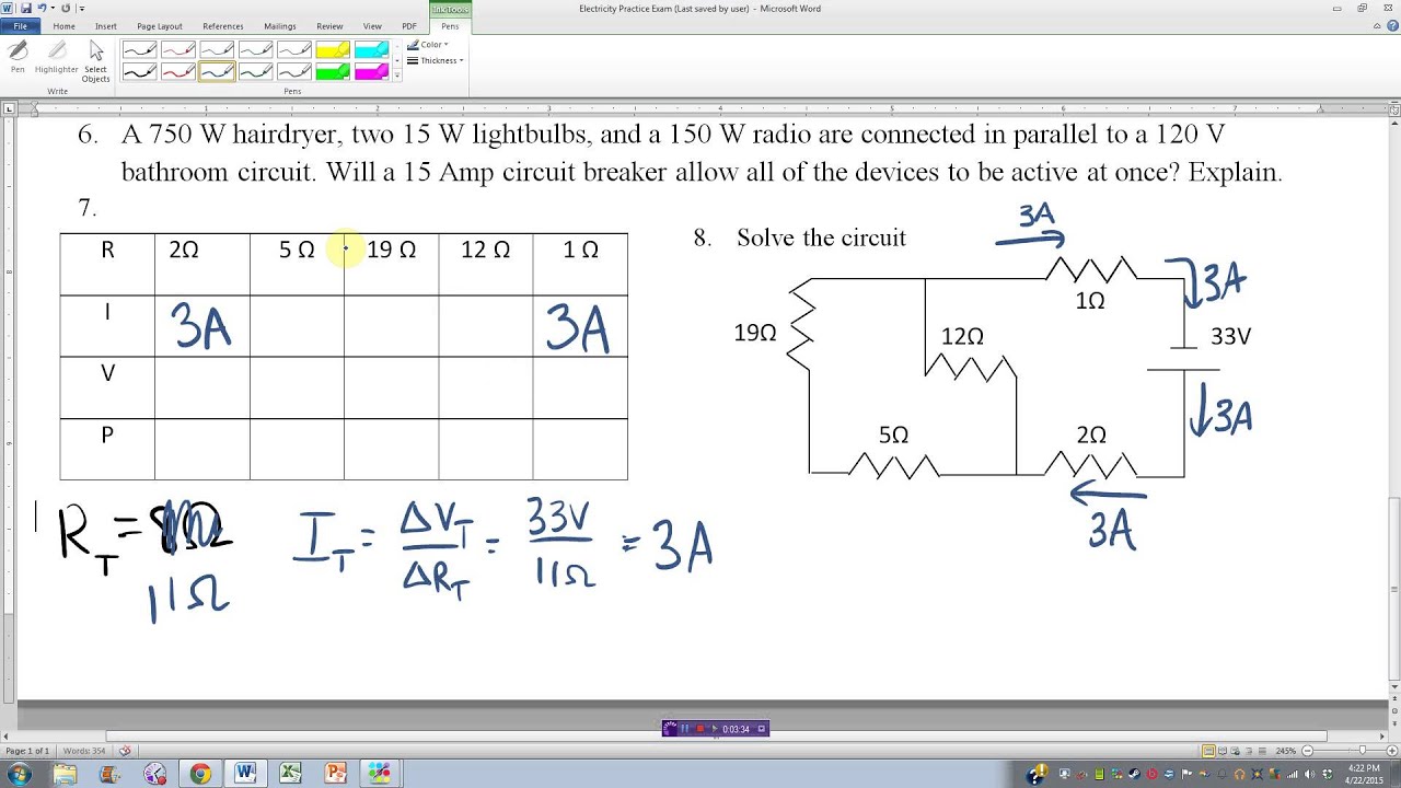 Electricity Practice Test Problem #10 - YouTube
