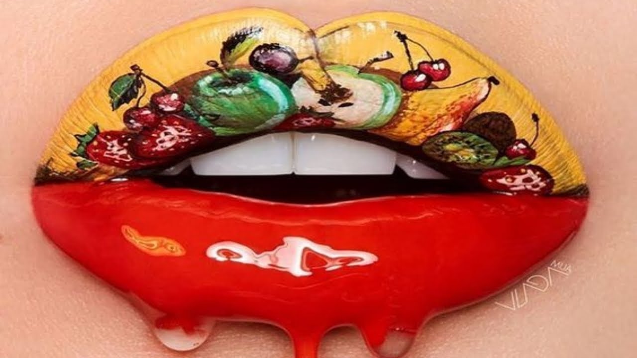 10 Wearable Lip Art Tutorials - Lips Beauty - YouTube