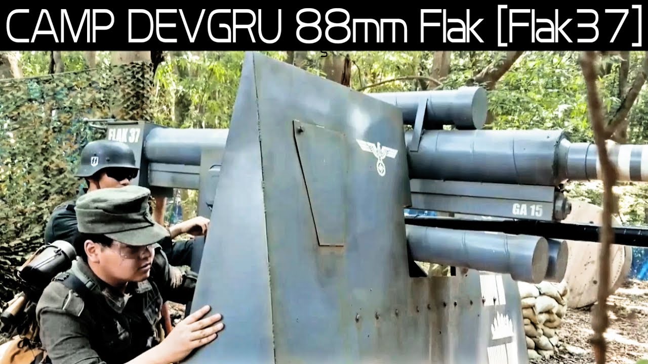 サバゲフィールド CAMP DEVGRU 88mm Flak [Flak37] 発砲 - YouTube
