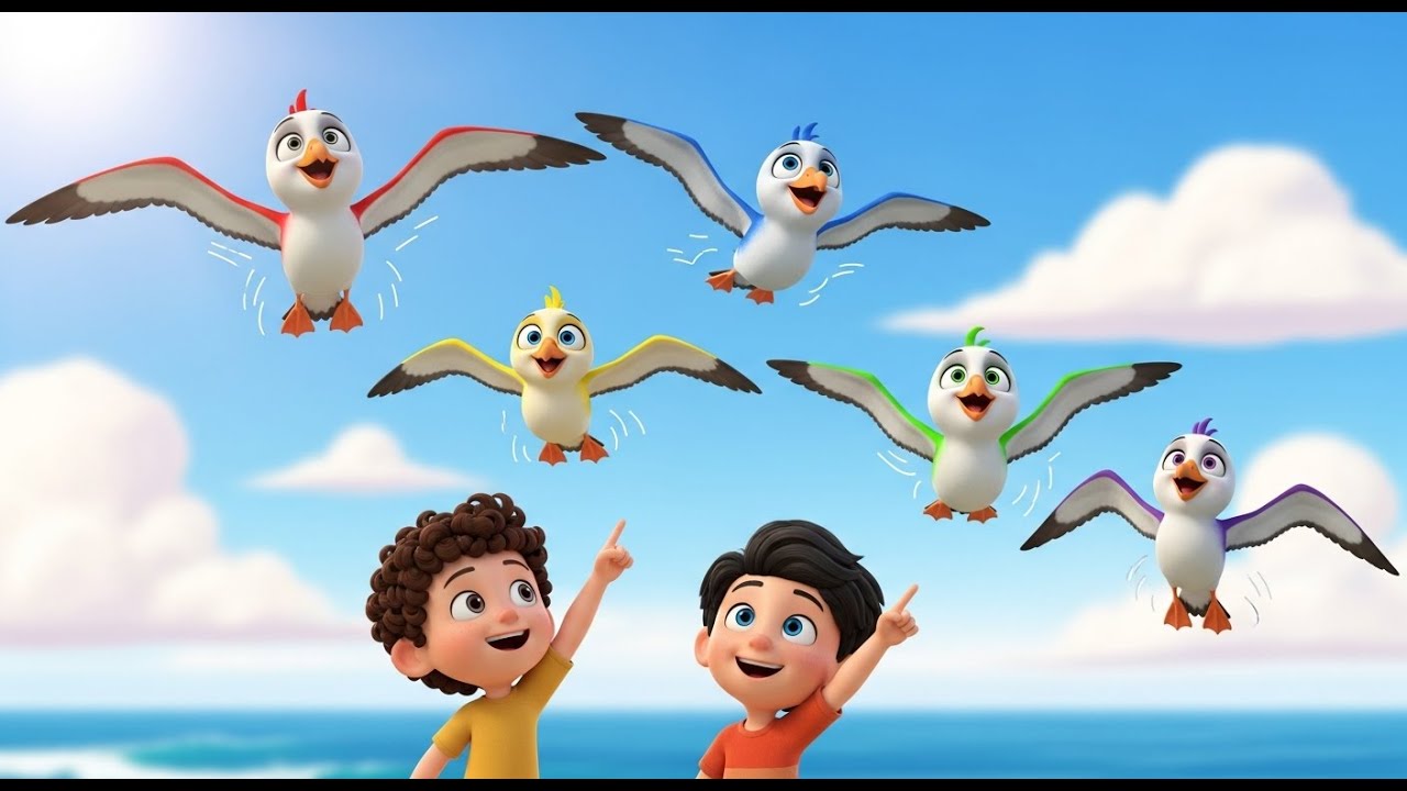 Five Little Albatrosses Soar Soar Soar 🐦 | Nursery Rhymes for Kids ...