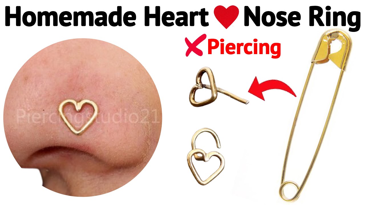 How to make Heart Nose Ring with safety pin at home/Diy homemade nose ...