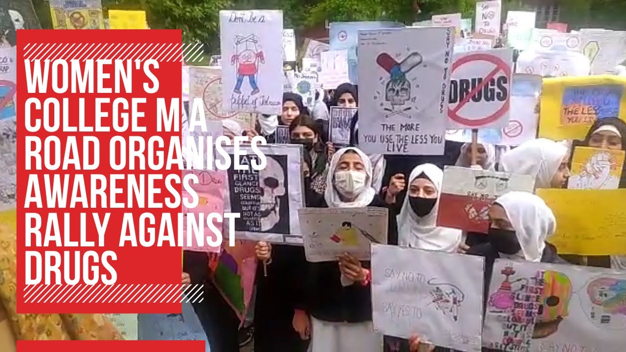 Women's College M A Road organises awareness rally against drugs - YouTube