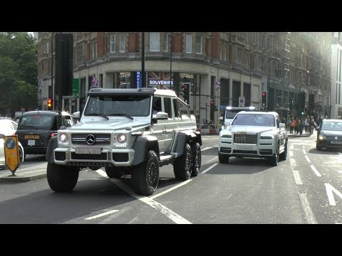 Saudi Businessman Driving his SUV Convoy in London - G6X6, Cullinan, G500!!