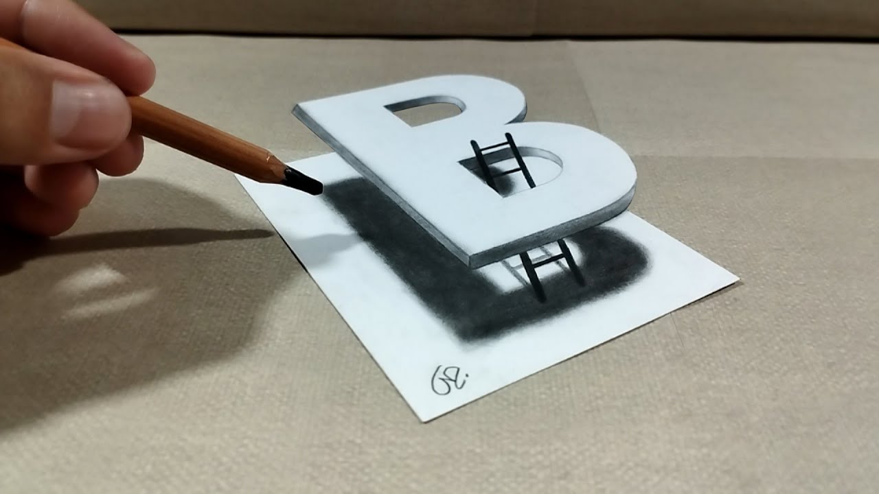 Dibujos 3D | Cómo dibujar la letra B flotante en 3D - YouTube