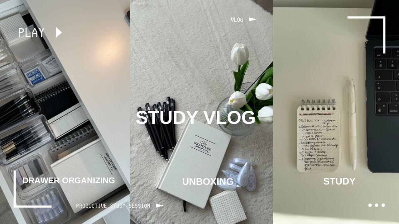 my productive study vlog 👨🏻‍💻☕️ morning routine, skincare, desk ...