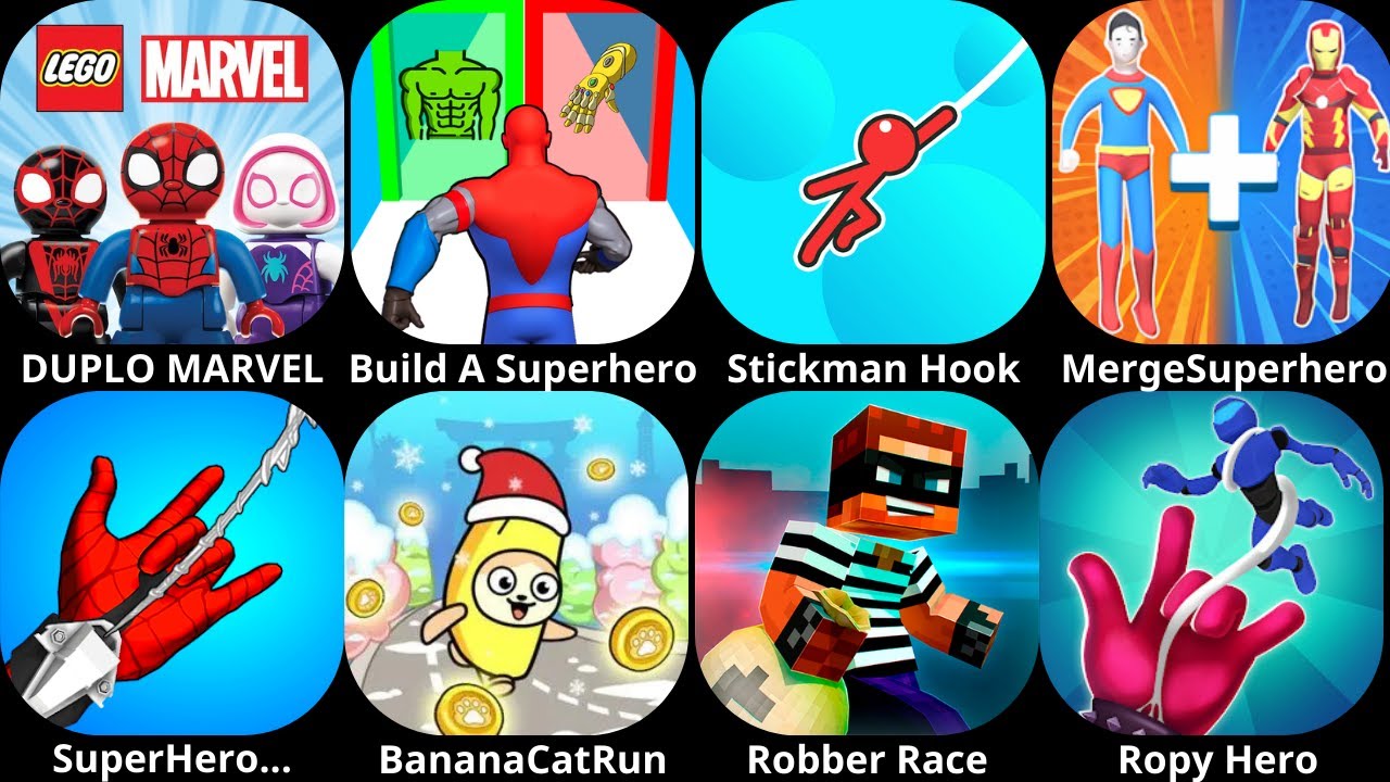 DUPLO MARVEL,Ropy Hero,Robber Race Escape,Build A Super Hero,Stickman ...
