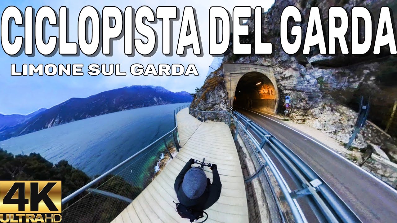 [4k] 🇮🇹 THE LAGO DI GARDA OVERHANGING CYCLE PATH | SCENIC BIKE RIDE ...