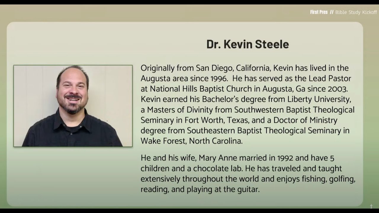 August 25, 2024 | 6 PM | Bible Study Kickoff with Kevin Steele - YouTube