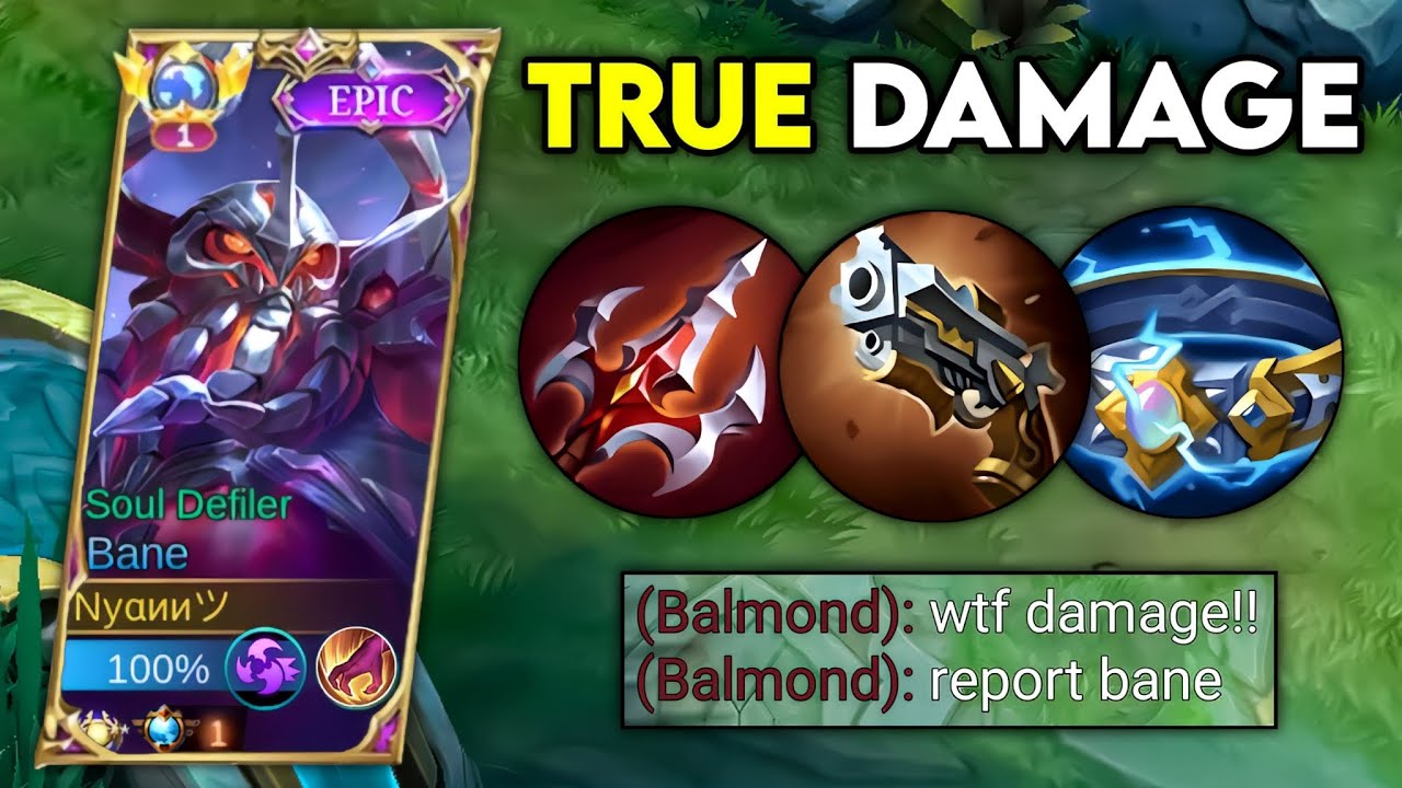 NEW BANE TRUE DAMAGE BUILD 2023! 100% BROKEN! BEST BUILD BANE - MLBB ...