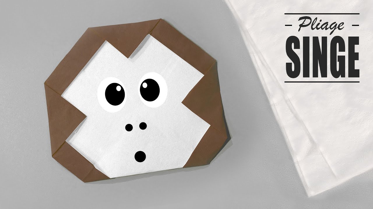 pliage serviette animaux singe origami - YouTube