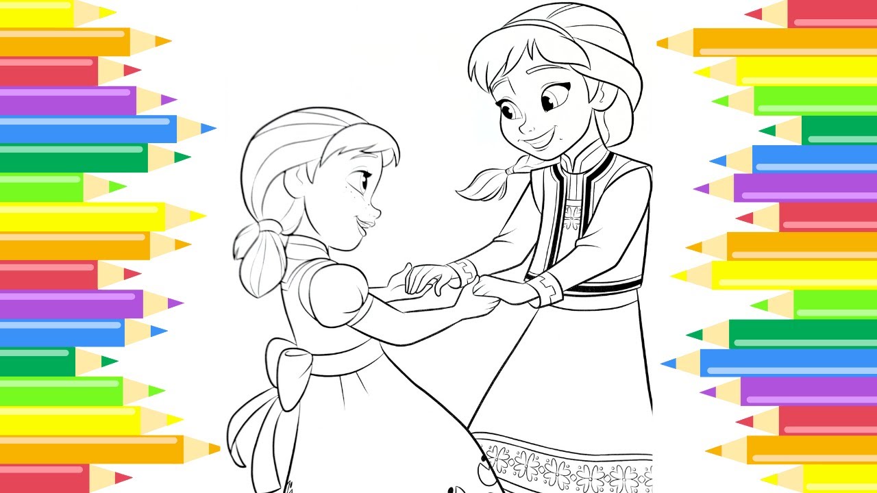 Elsa And Anna Jumbo Colouring - YouTube