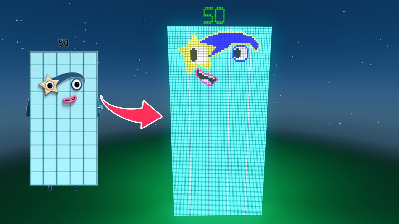 Numberblock 50 Official Building Glowing in Minecraft NUMBERBLOCKS ...