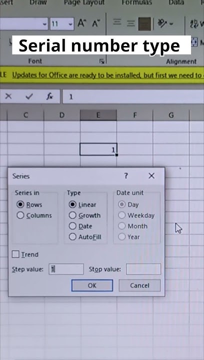 Serial Number in excel | Shortcut in Excel #short - YouTube
