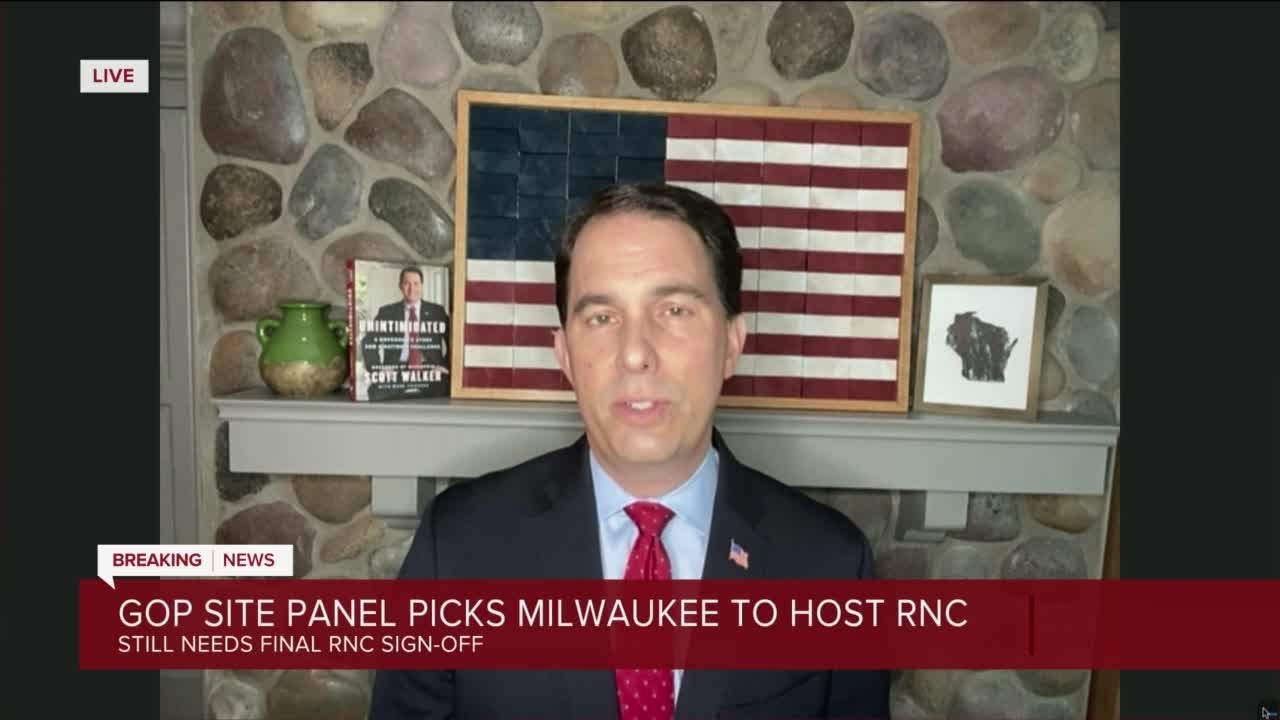 Scott Walker responds after GOP panel picks Milwaukee to host RNC - YouTube