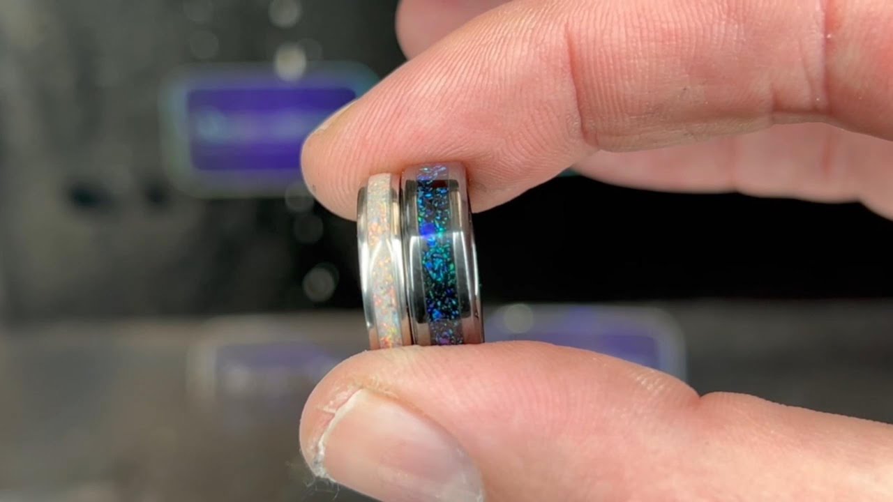 making a white opal ring and a onyx and opal ring set - YouTube