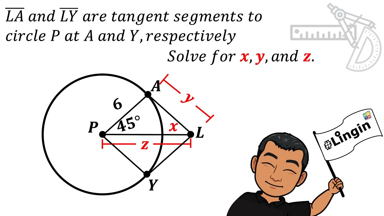 Angles Formed by a Tangent Segment and Radius, Isosceles Right Triangle ...