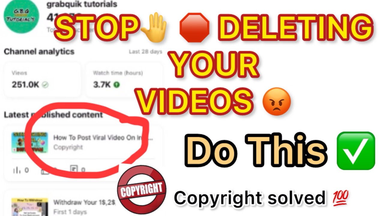 Stop 🤚Deleting Your Copyrighted 🛑YouTube Videos | Do This Now #youtuber ...