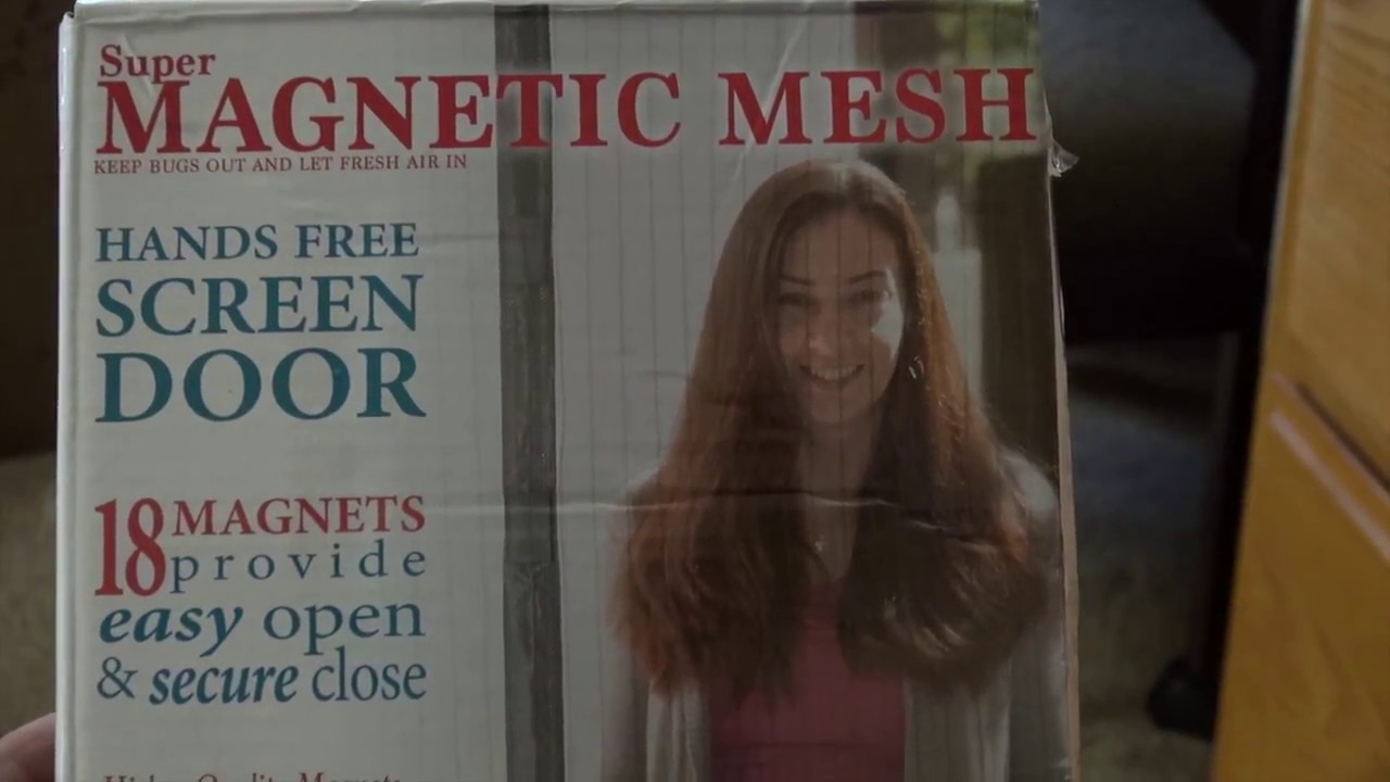 Magnet Mesh Screen Door installed on metal frame with magnets - YouTube