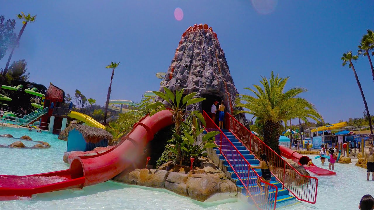 [4k] Volcano Fantasea - Raging Waters Water Park (San Dimas, California ...