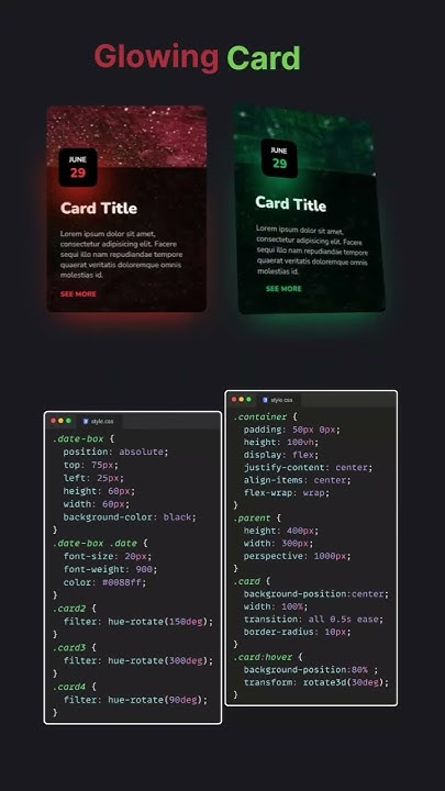 Glowing Cards UI with HTML, CSS & JS | Frontend Dev Magic #shorts #coding #webdevelopment - YouTube