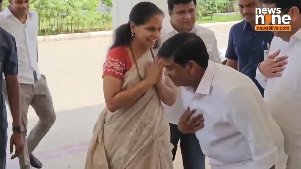 BRS Leader K Kavitha Meets Father K Chandrashekar Rao in Erravalli After Release from Jail ...