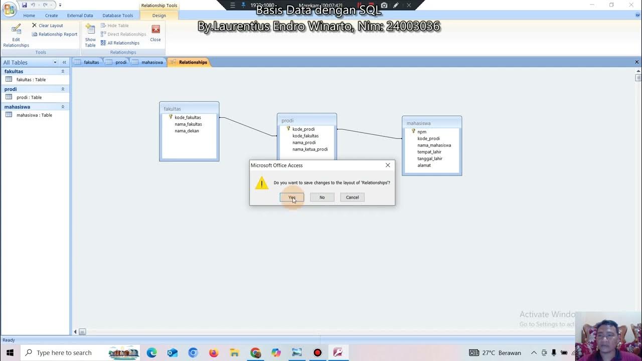 MEMBUAT TABEL DAN PERINTAH SQL PADA MICROSOFT ACCESS - YouTube
