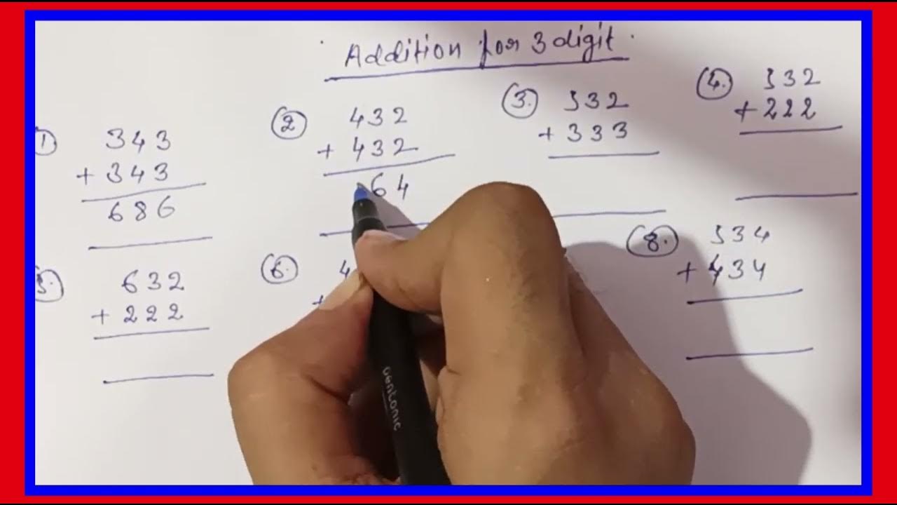 Addition of 3 digit numbers without carry l 3 digit addition | 3 digit addition for class 2 ...