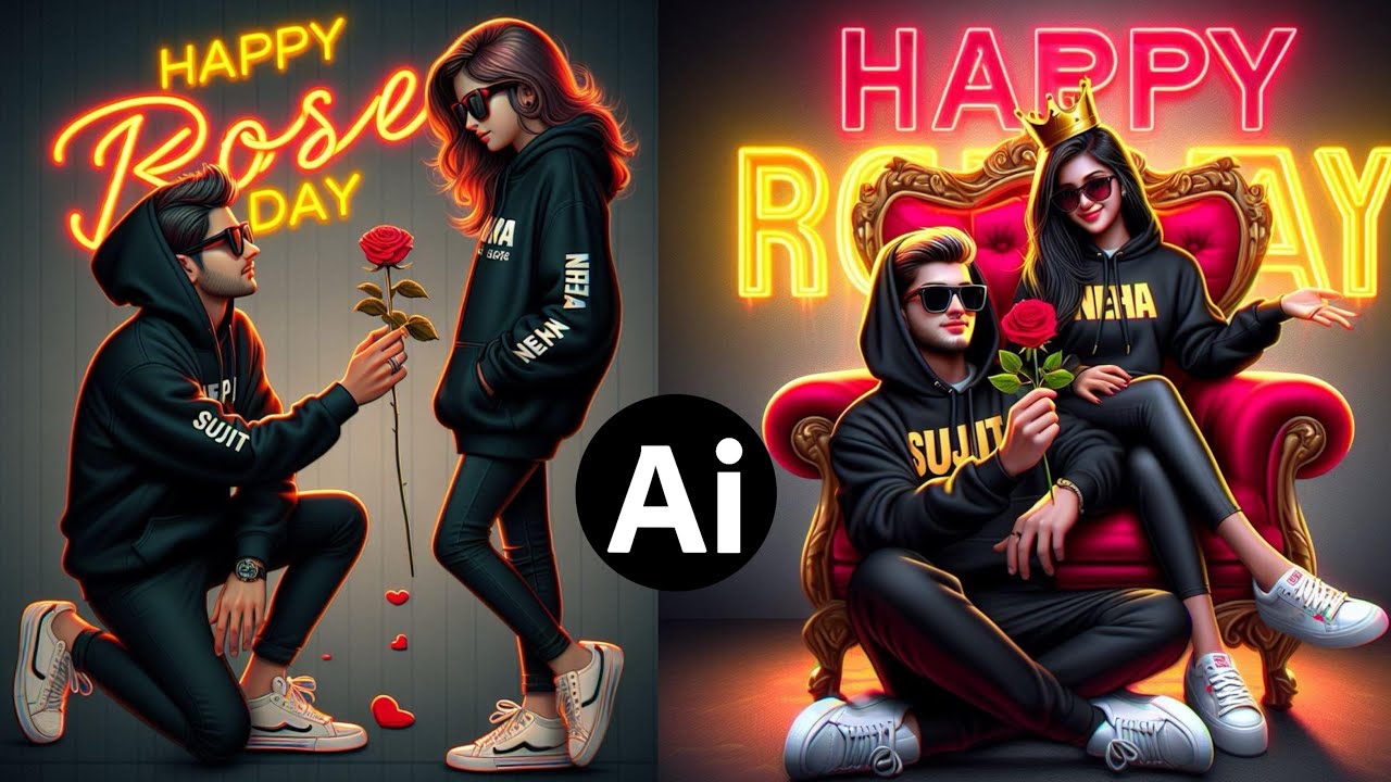 Happy Rose Day 3d photo Editing | Rose Day Couple T-Shirt Name Video ...