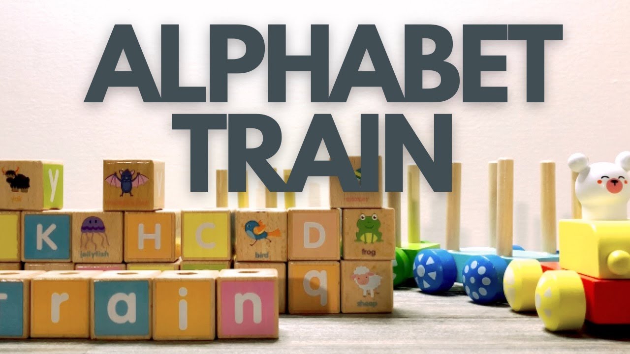 Alphabet Stacking Train Set | Wooden Montessori Toy ABC Building Blocks ...