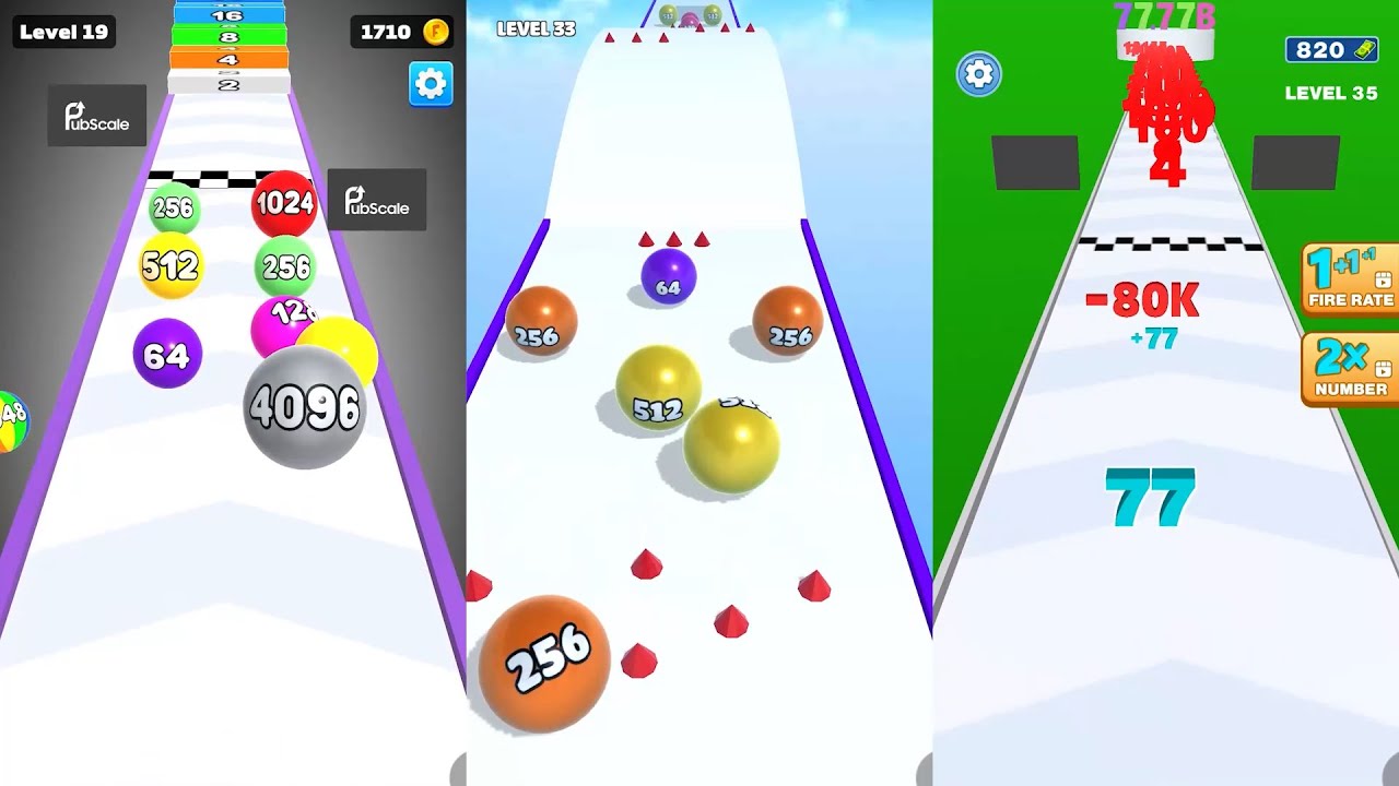 Number Ball vs Ball Merge 2048 vs Number Dash 3 in one Gameplay Run ...
