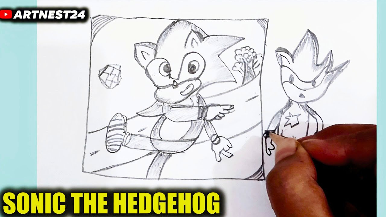 how to draw sonic the hedgehog running step by step easy - YouTube