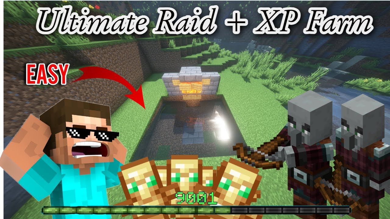 299 + TOTEMS Per/hour EASY ULTIMATE RAID + XP FARM #minecraft - YouTube