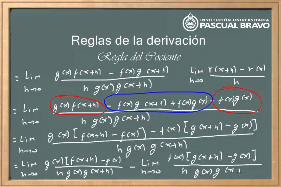 Reglas de derivación demostración regla del cociente - YouTube