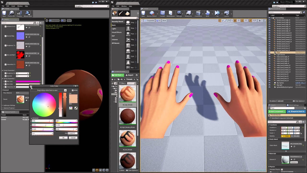 Hands for VR: Basic - Changing Skin And Nail Colors - YouTube