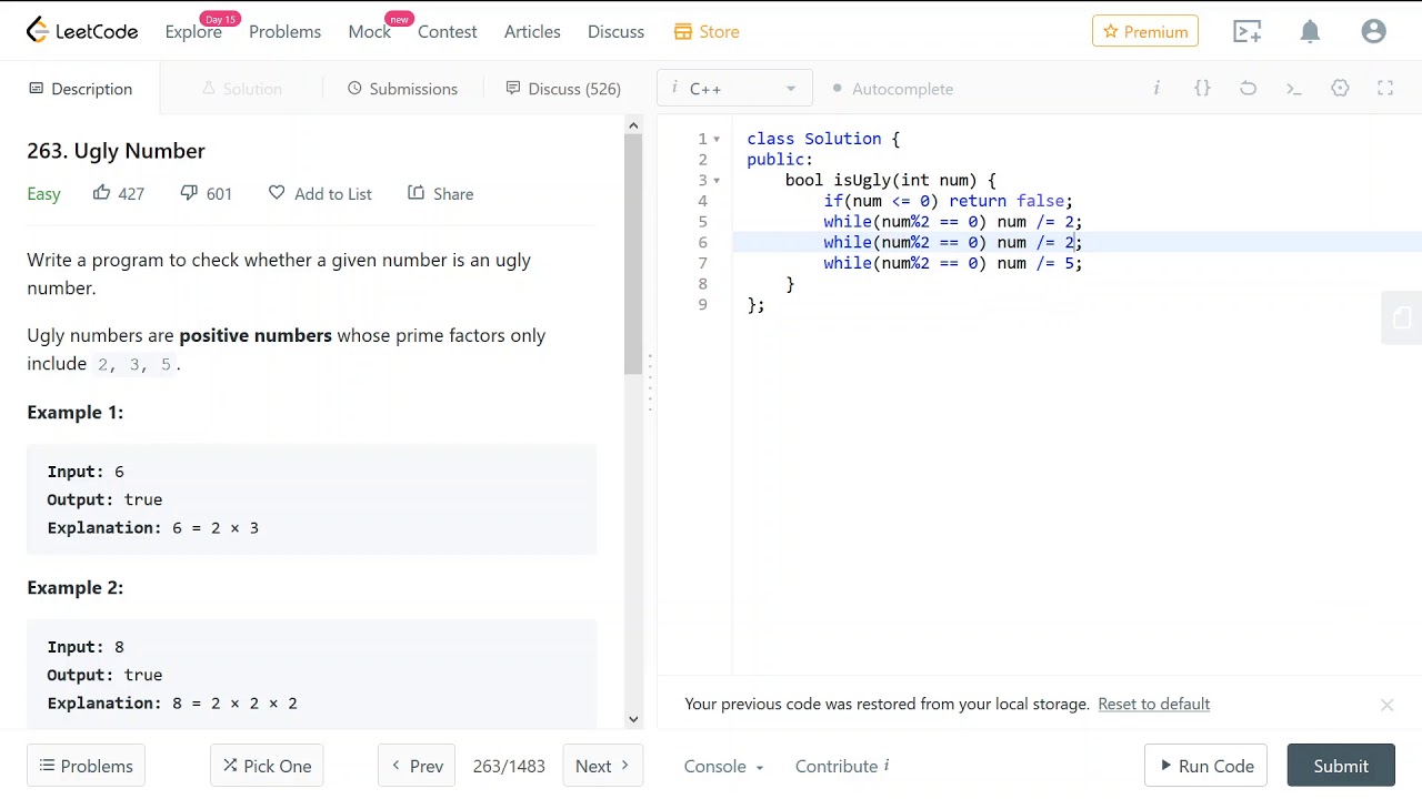 Leetcode 263 Ugly Number Fastest Solution In C Youtube 8897