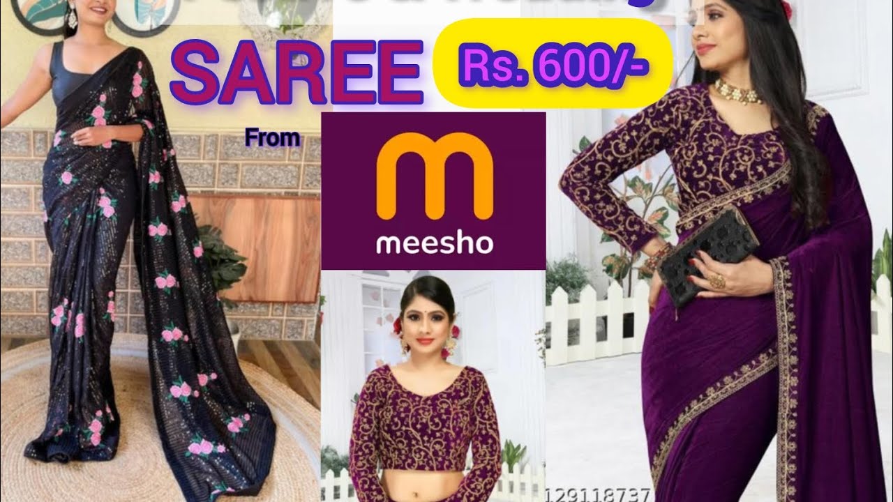 Viral Squine SAREE from MEESHO | under 600/-😍 | Honest Review💕 # ...