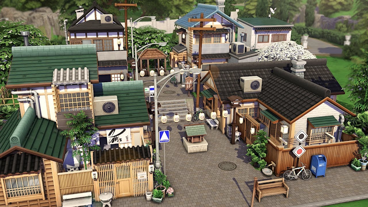 Japanese Street | The Sims 4 - Speed Build (NO CC) - YouTube