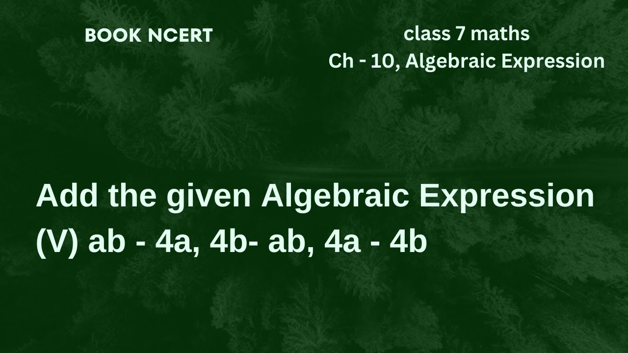 Add Algebraic Expression || Its Study time || - YouTube