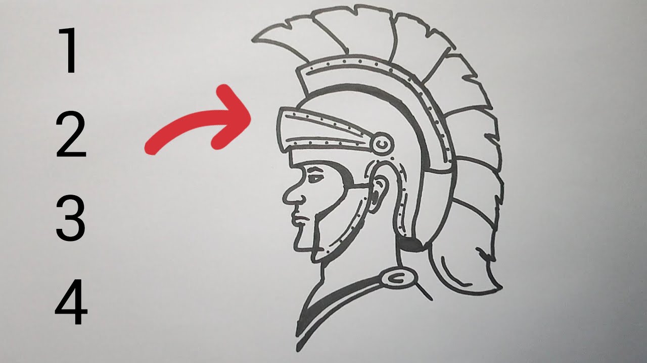 How to draw Roman Soldier from Number 1234 #gladiator face easy Drawing ...