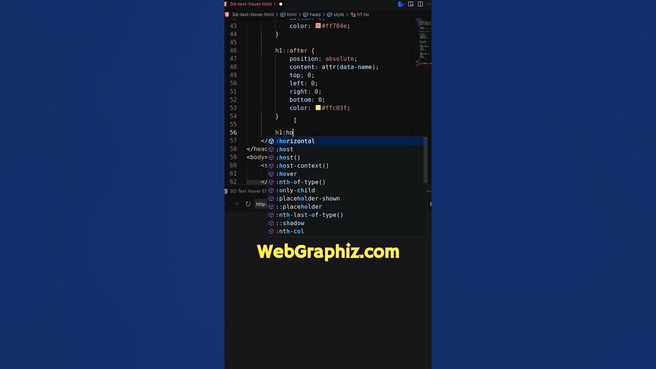 Create 3d Text Hover Effect With Transform And Transition In Html Css Geekboots Youtube