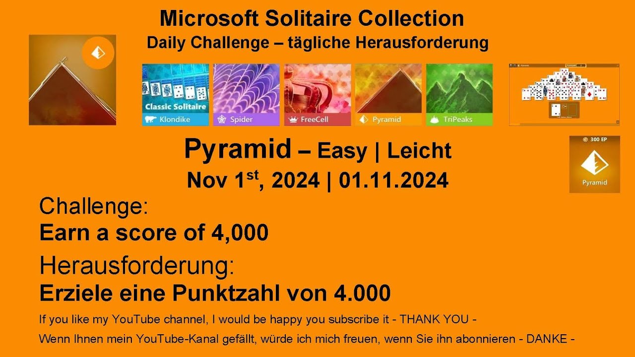 Solitaire Daily Challenges | Pyramid - Easy | Nov 1st, 2024 - YouTube