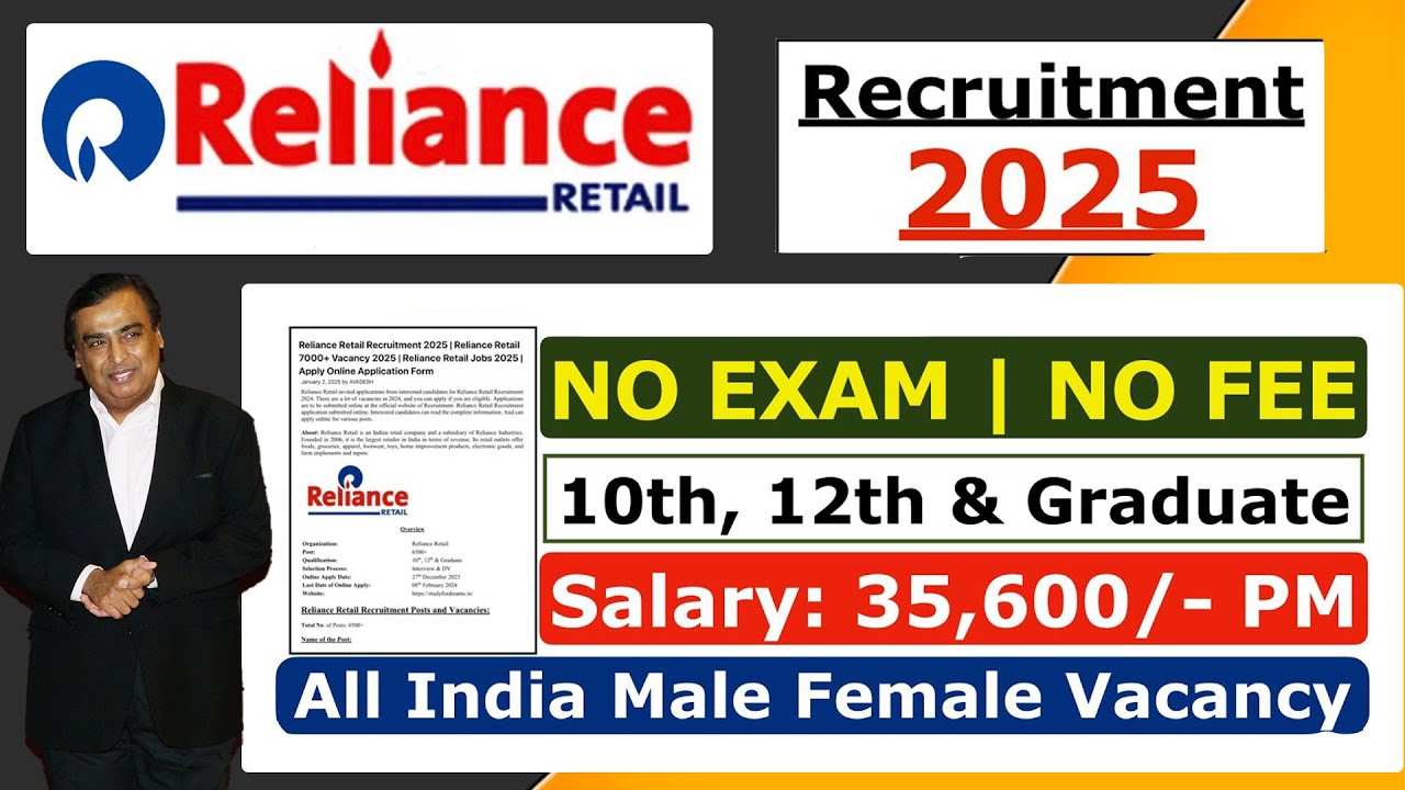 Reliance Retail Recruitment 2024 | Reliance Job Vacancy 2024 | Reliance ...