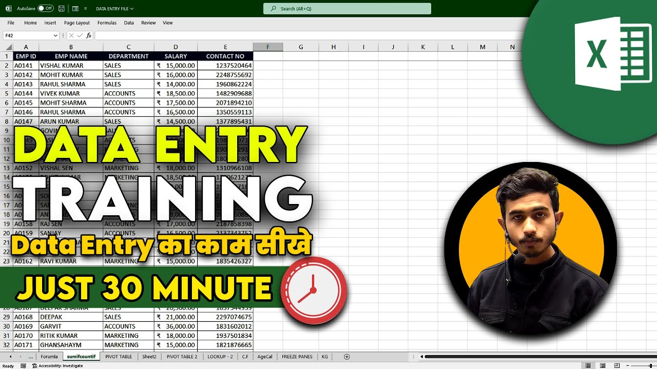 Learn Data Entry Work ( Just 30 Minutes) - MS Excel - QuadExcel.com