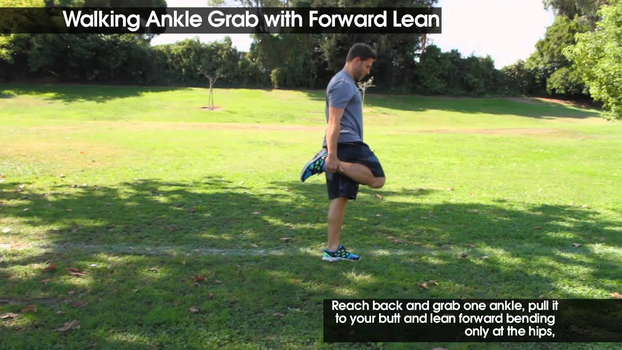 Walking Ankle Grab w/ Forward Lean - YouTube