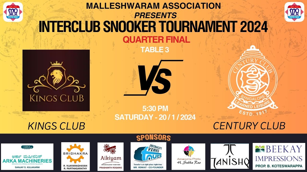 QUARTER FINAL - T3 - KINGS CLUBS vs CENTURY CLUB - 20/1/24 - YouTube