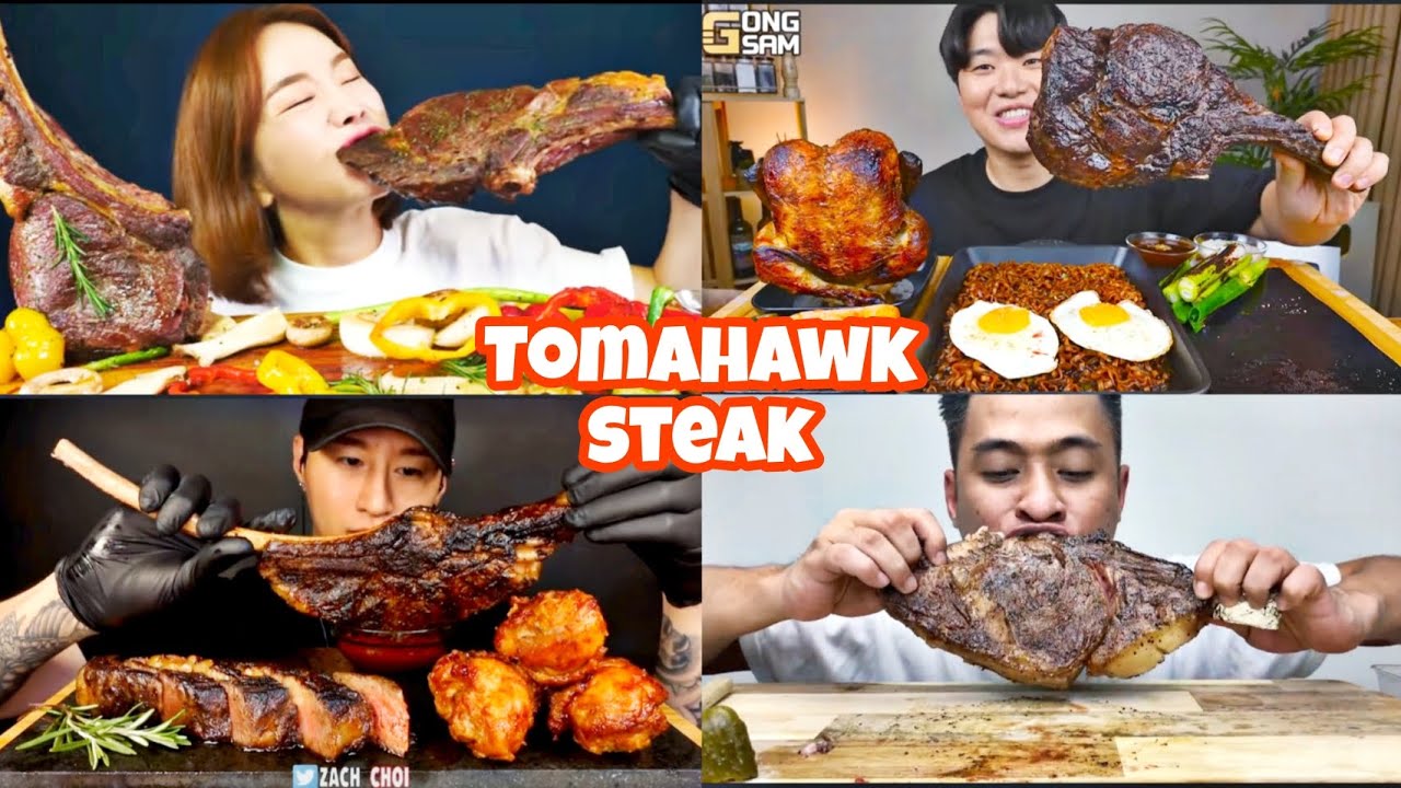 MUKBANG ASMR TOMAHAWK STEAK 🥩🍖 (Mukbang Compilation) - YouTube