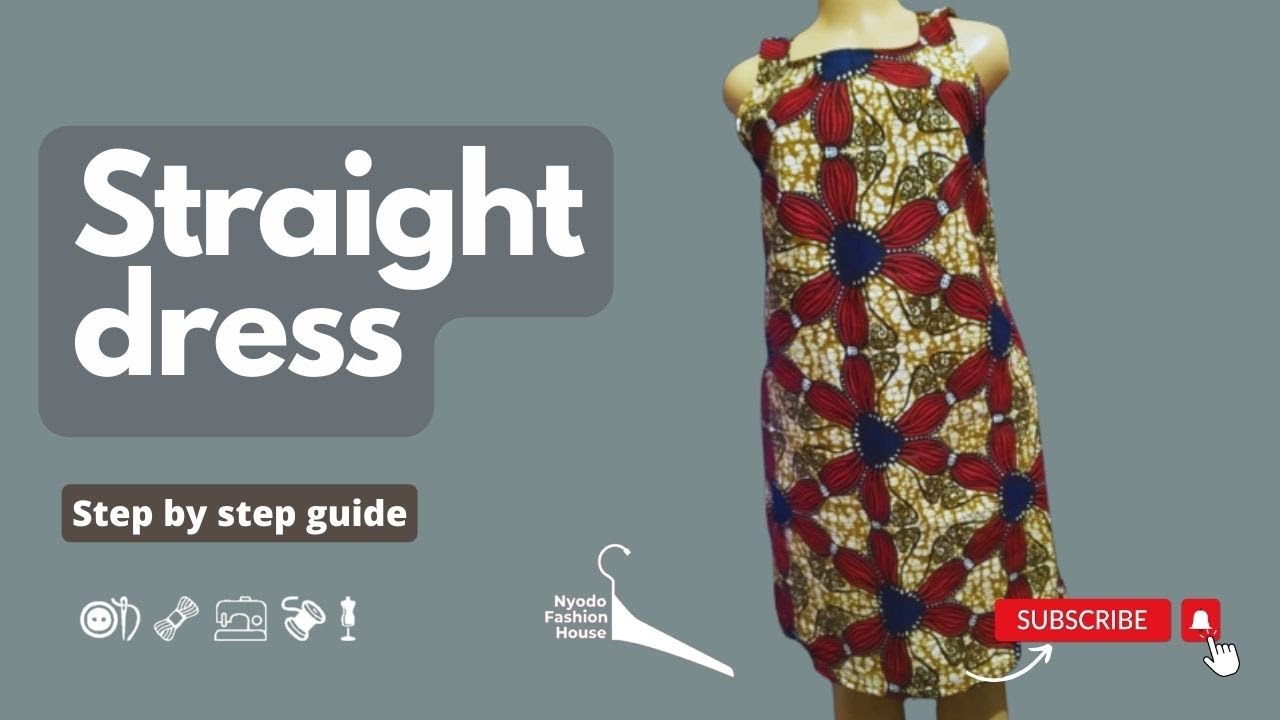 Straight dress cutting and sewing/How to make easy straight dress step ...