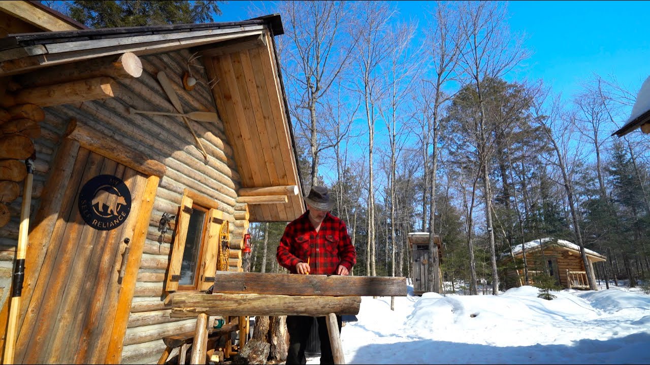 Off Grid Cabin, Timber Framing and Canoeing in the Snow - YouTube